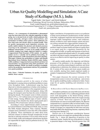 Urban Air Quality Modelling and Simulation: A Case Study of Kolhapur (M.S.), India | PDF