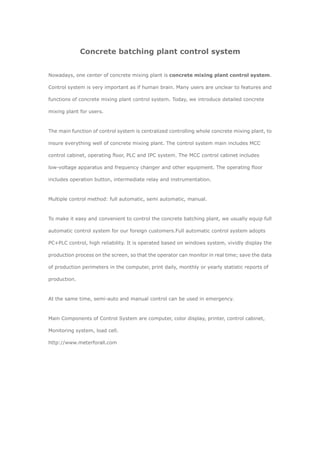 Concrete batching plant control system | PDF
