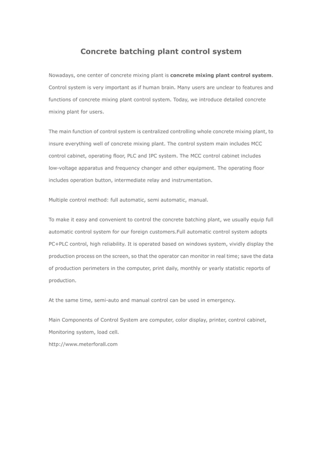 Concrete batching plant control system | PDF | Operating Systems ...
