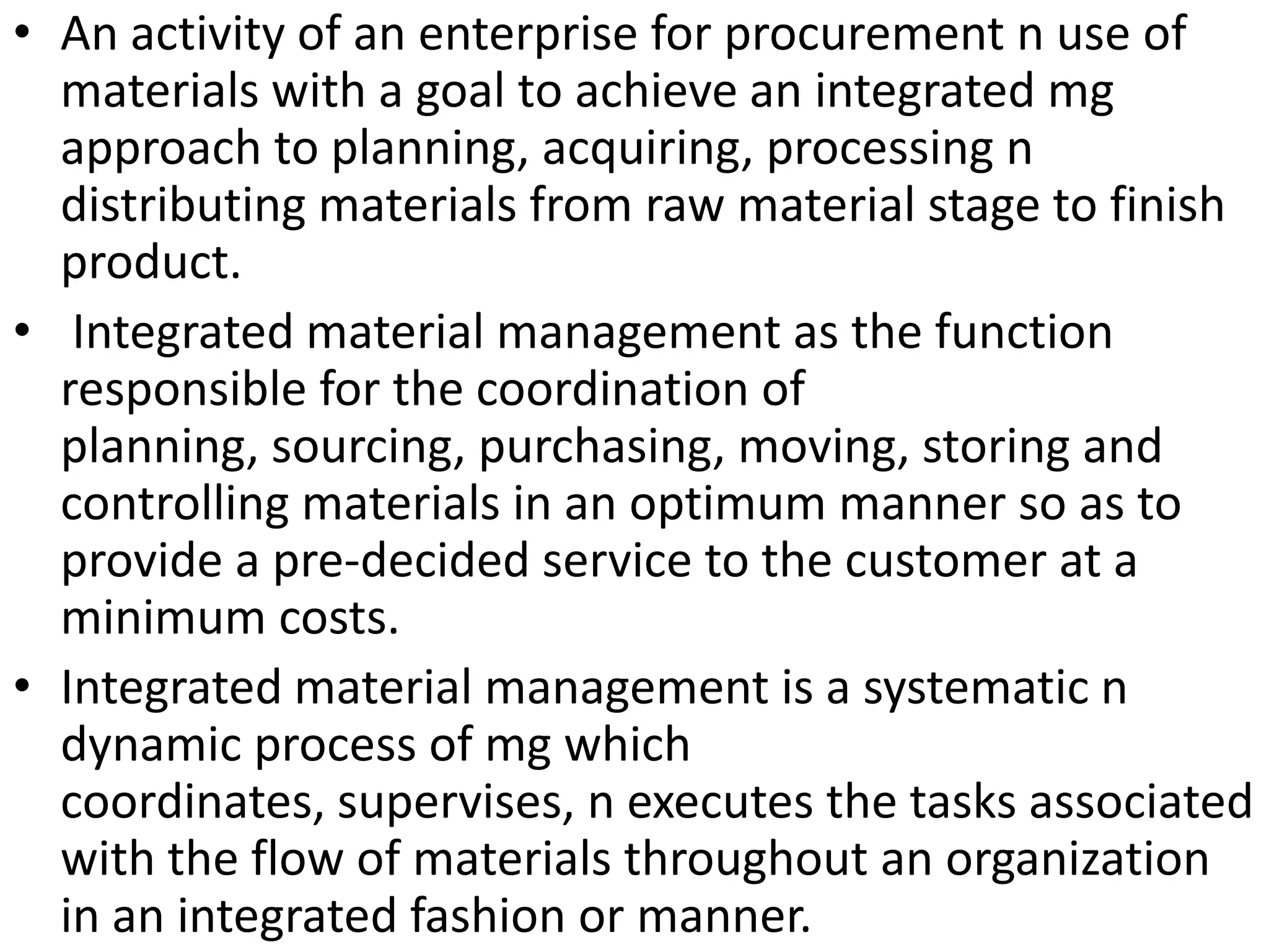 integrated material management | PPTX