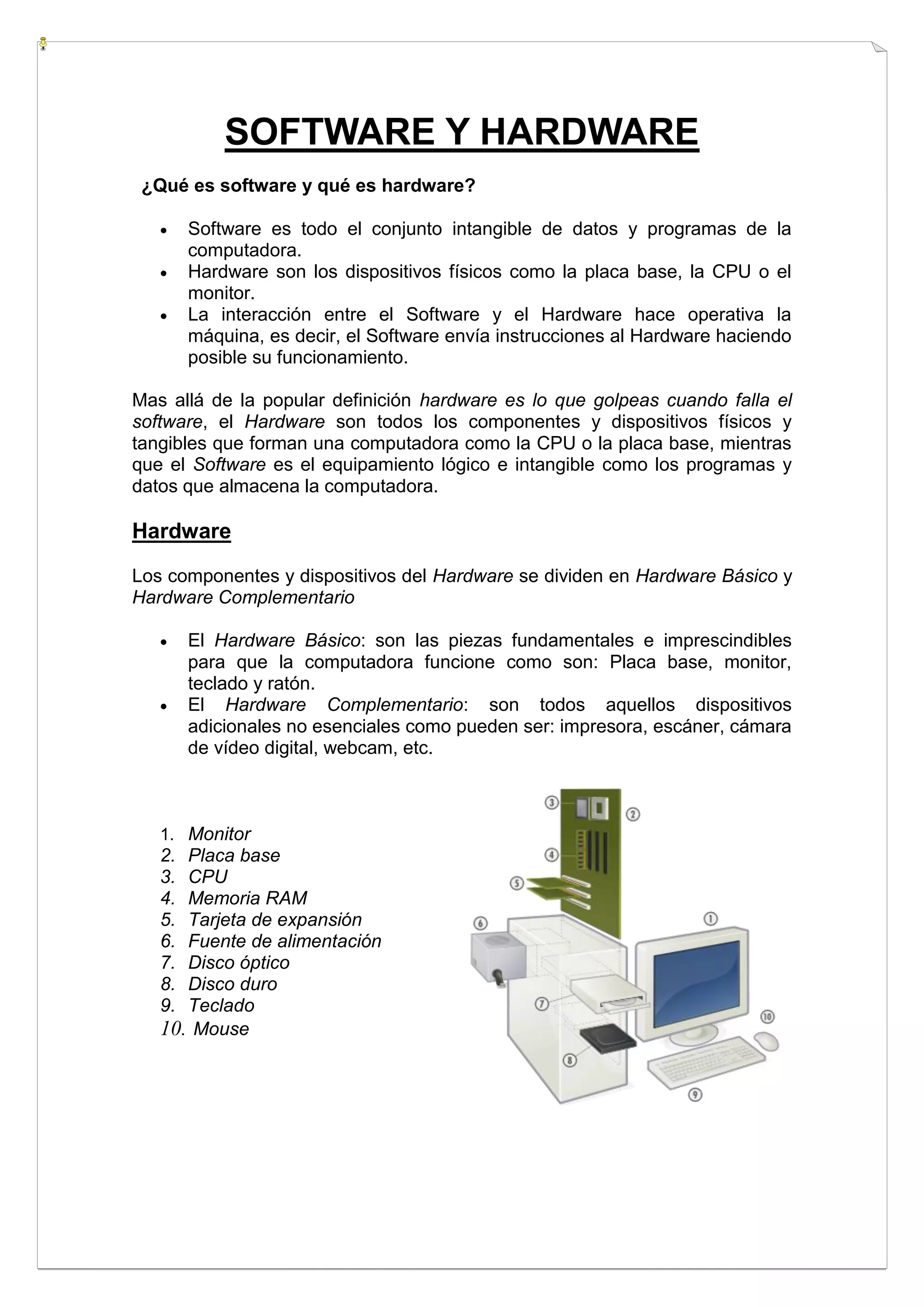 2.definición de software y hardware | PDF