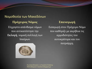 2. η νομοθεσια τησ μακεδονικησ δυναστειασ και η συγκρουση τησ με τουσ ...