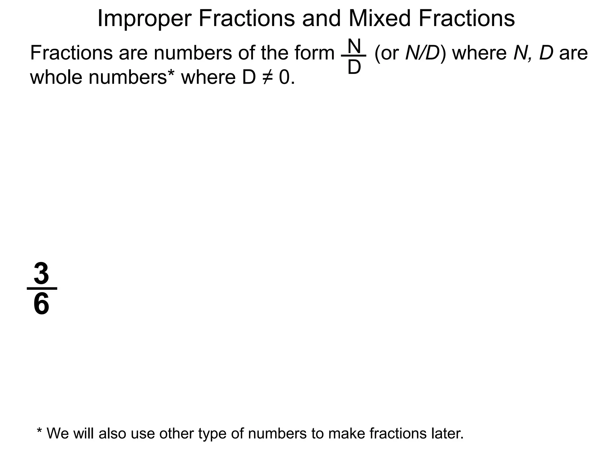 2.6 improper fractions and mixed numbers w | PPTX