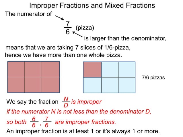 2.6 improper fractions and mixed numbers w | PPT