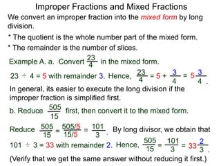 2.6 improper fractions and mixed numbers w | PPTX