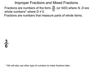2.6 improper fractions and mixed numbers w | PPTX