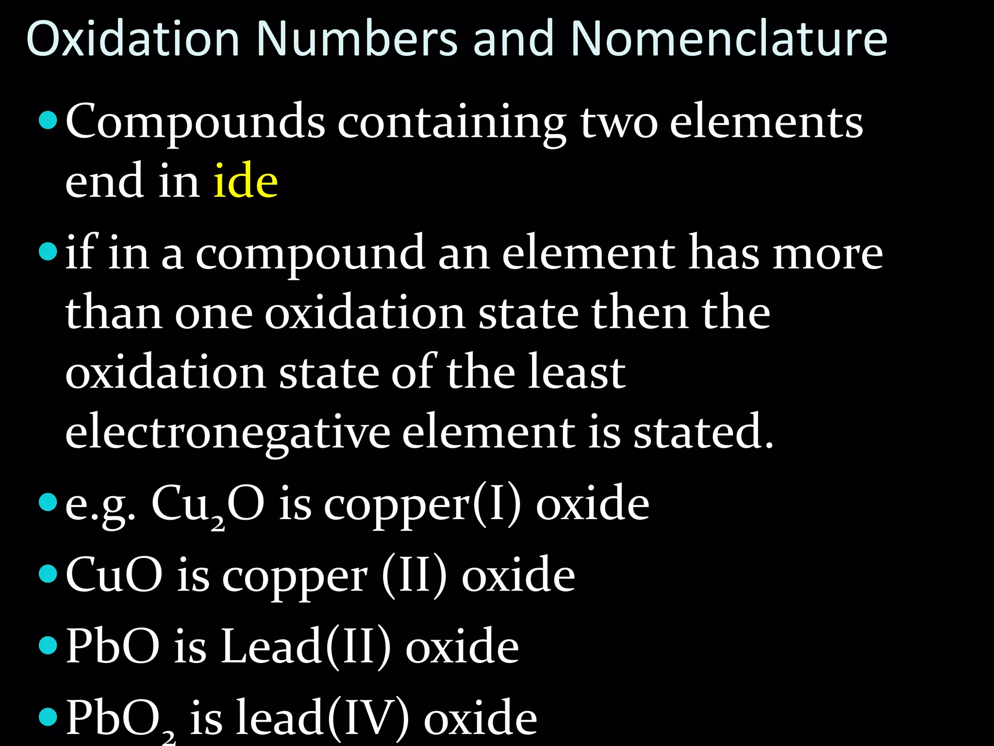 2.6.1 oxidation numbers | PPTX