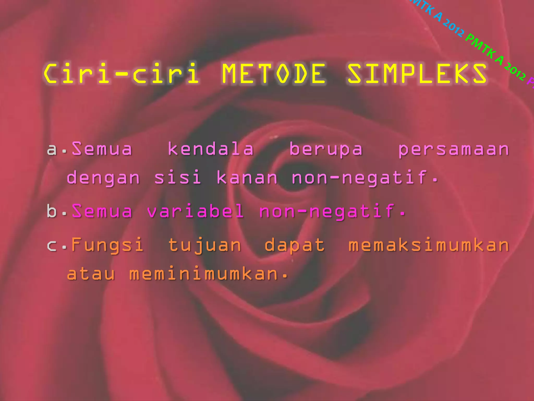 metode simpleks maksimum (Program linear) | PPTX