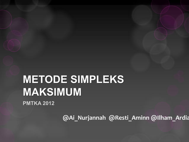 metode simpleks maksimum (Program linear) | PPTX