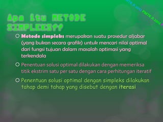 metode simpleks maksimum (Program linear) | PPTX