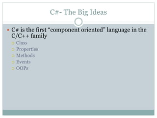 2.overview of c# | PPTX | Programming Languages | Computing