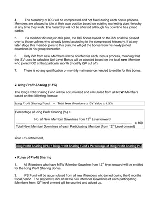 DXN - Icing On The Cake (IOC) - Remuneration plan | PDF