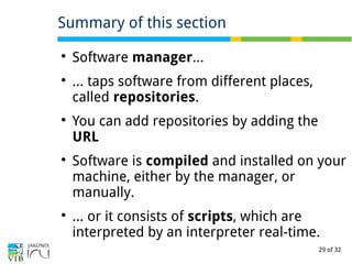 Part 2 of 'Introduction to Linux for bioinformatics': Installing software | PDF