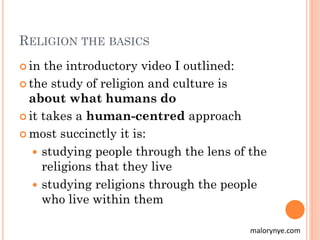 Outline of main themes of Religion the Basics, by Malory Nye | PPT