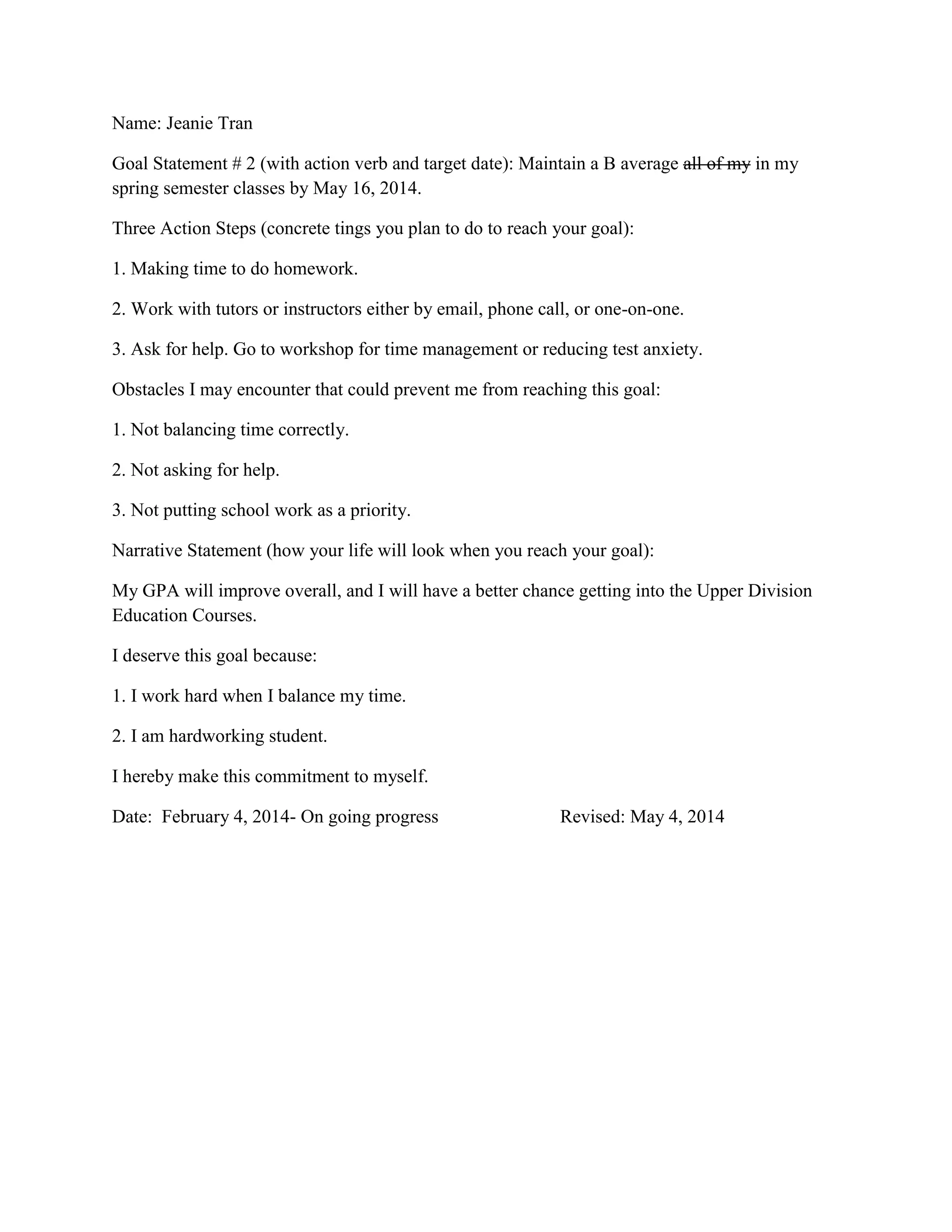 Goal Setting Assignment | DOCX