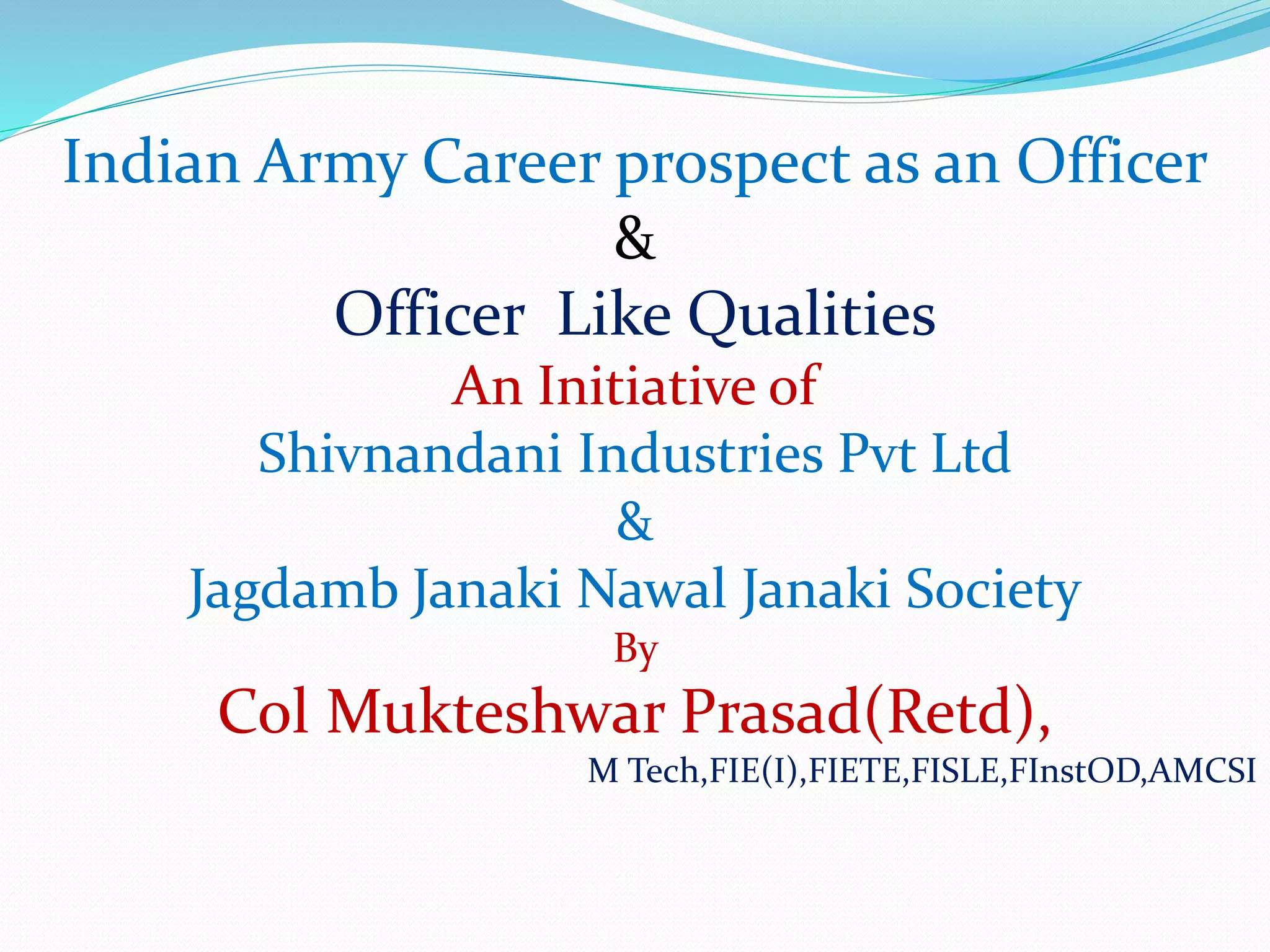 Career as an Officer in indian army | PPTX