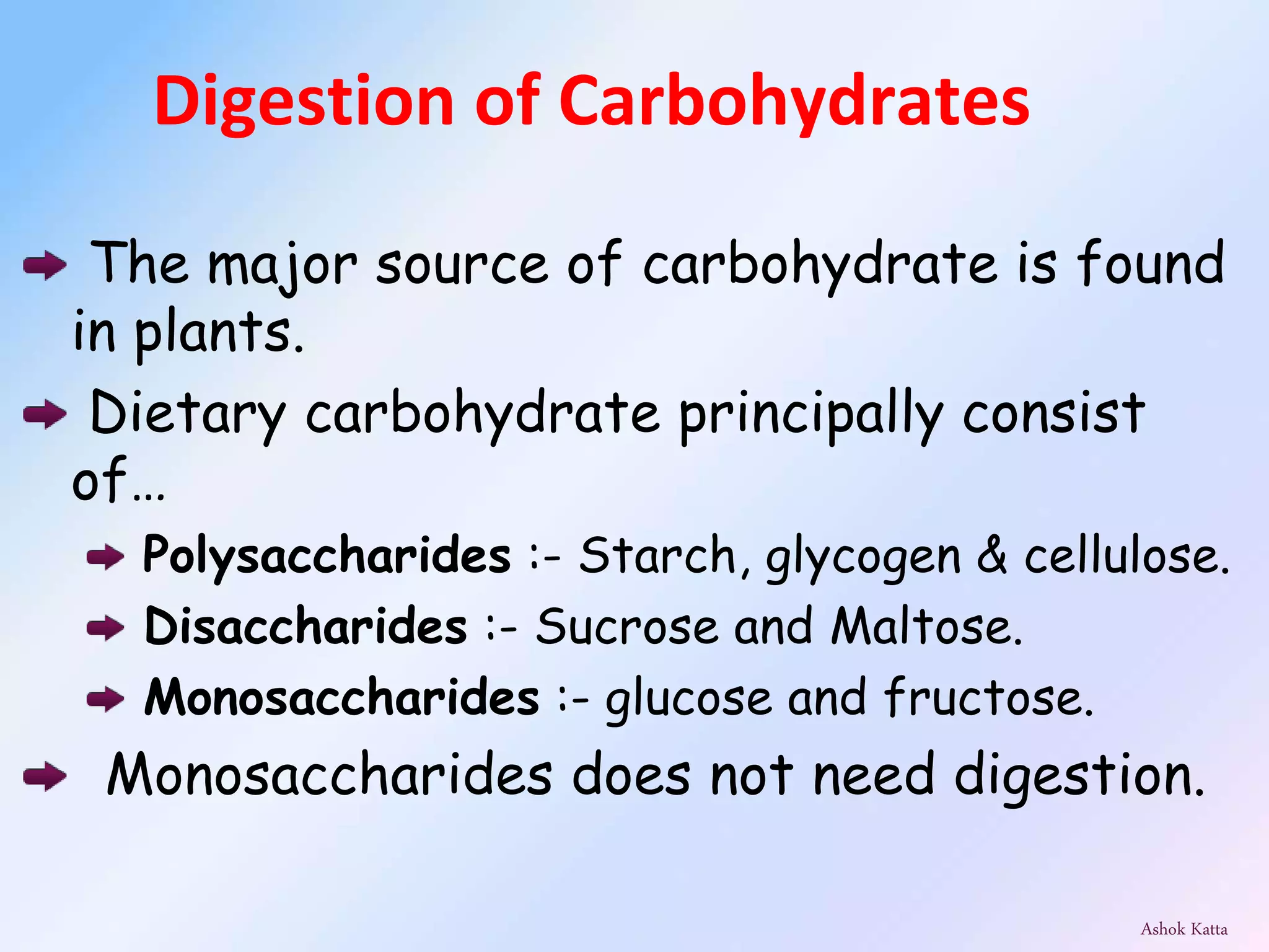 Digestion and Absorption of carbohydrates | PPSX