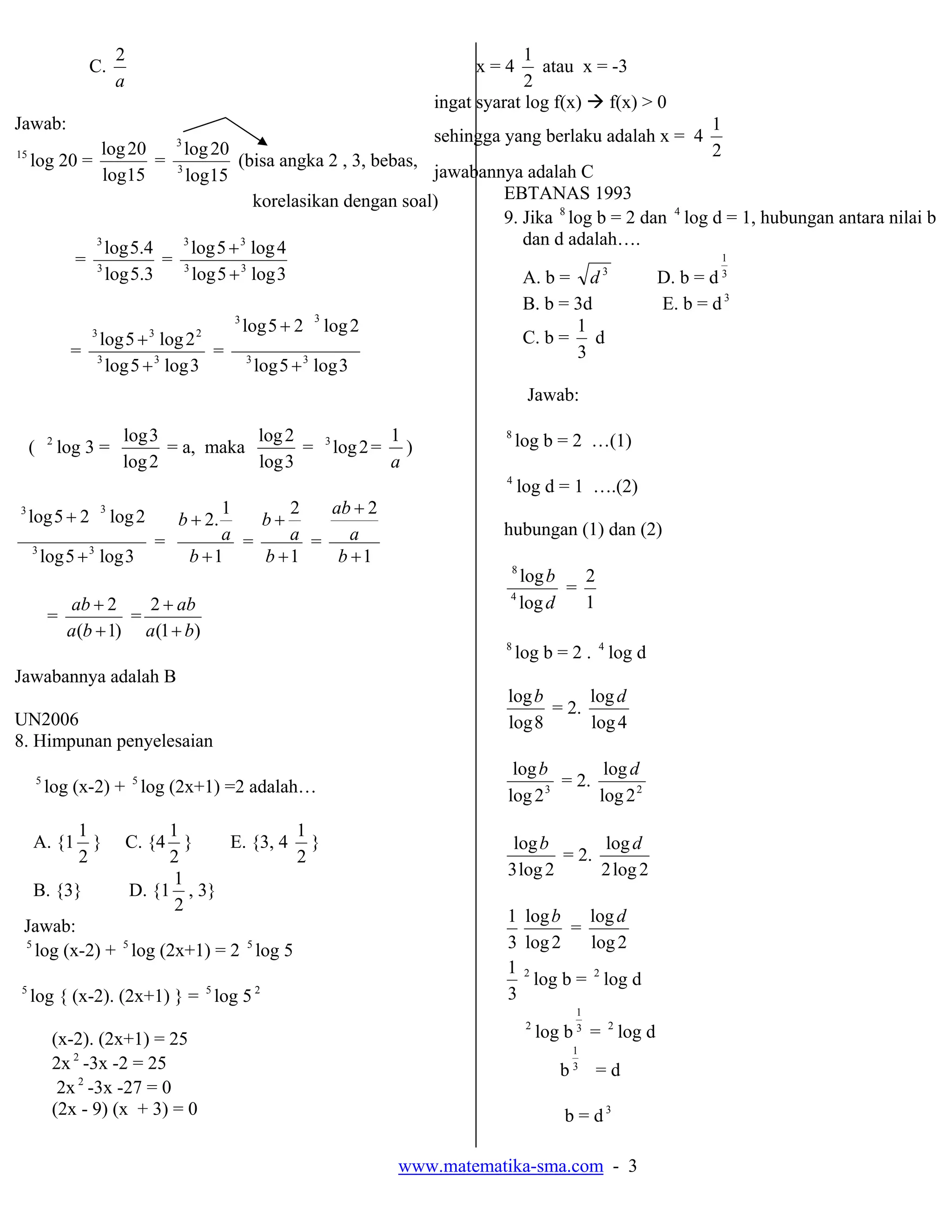 2. soal soal logaritma | PDF