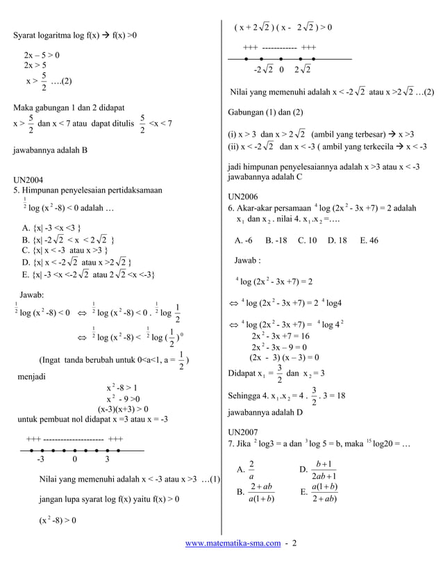 2 Soal Soal Logaritma Pdf