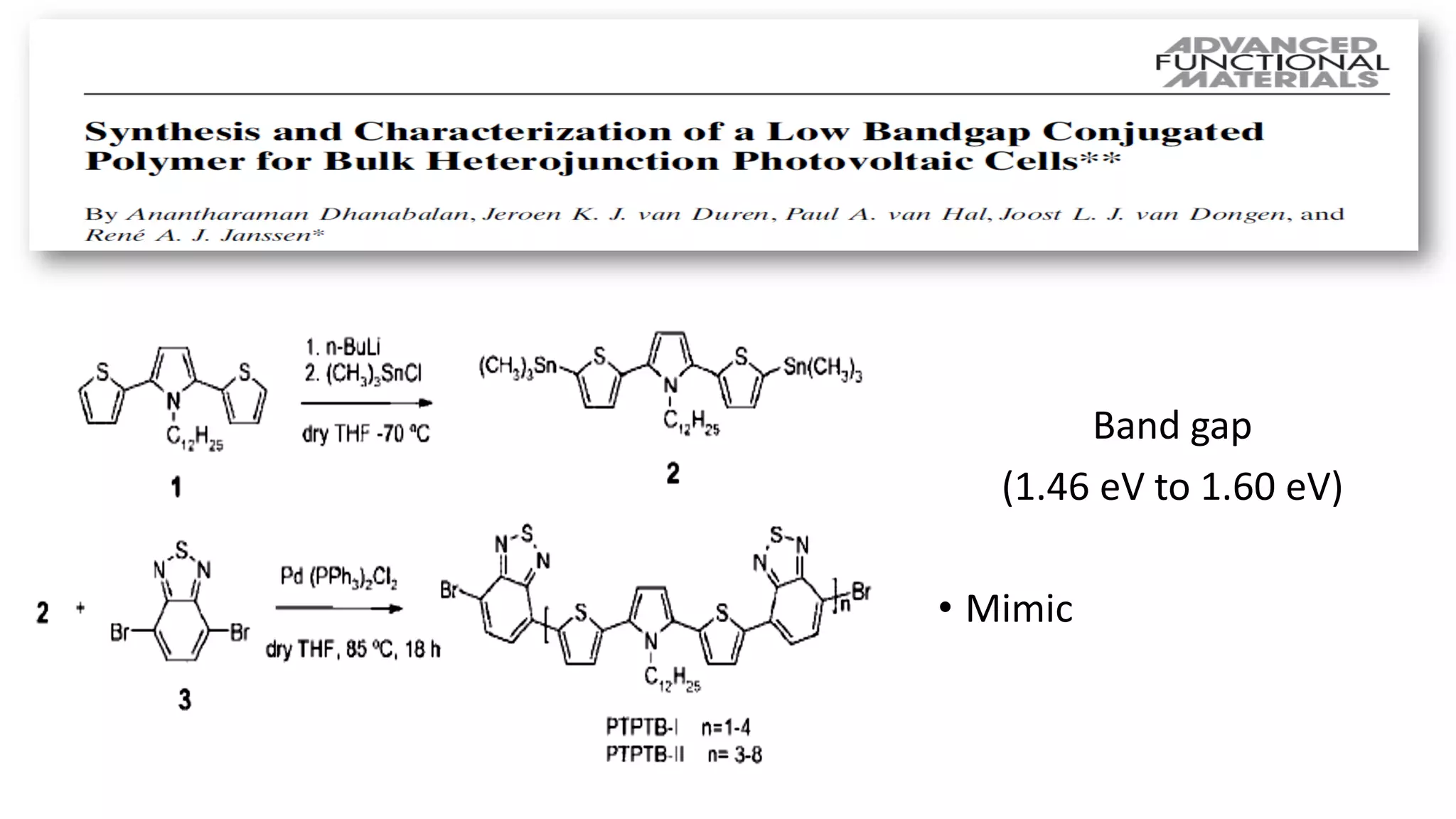 Synthesis Of Semiconducting Polymers For Possible Application In [autosaved] Ppt