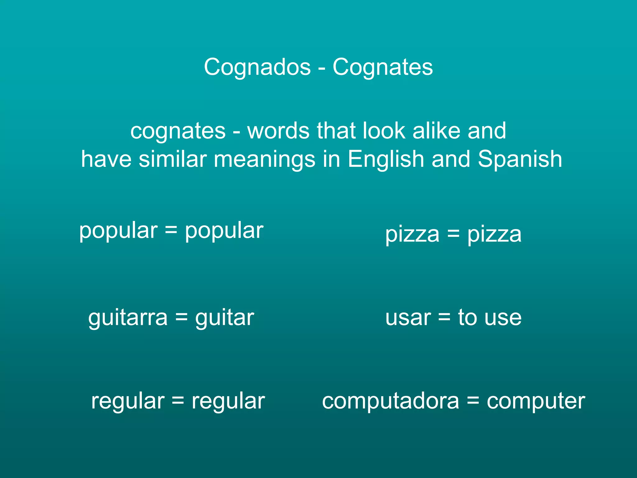 Cognates, Question Words | PPTX