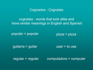 Cognates, Question Words | PPTX