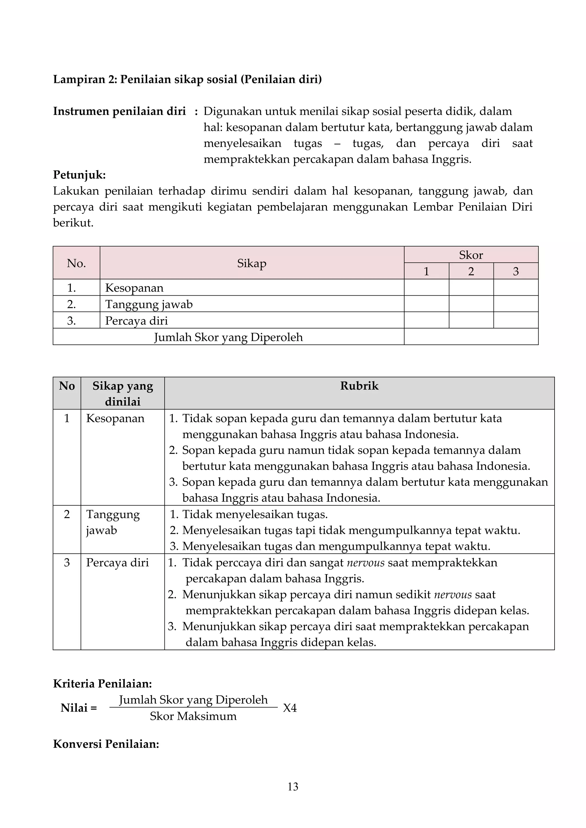 RPP bahasa Inggris kelas 8 semester 1 kurikulum 2013 (bab 1) | DOCX