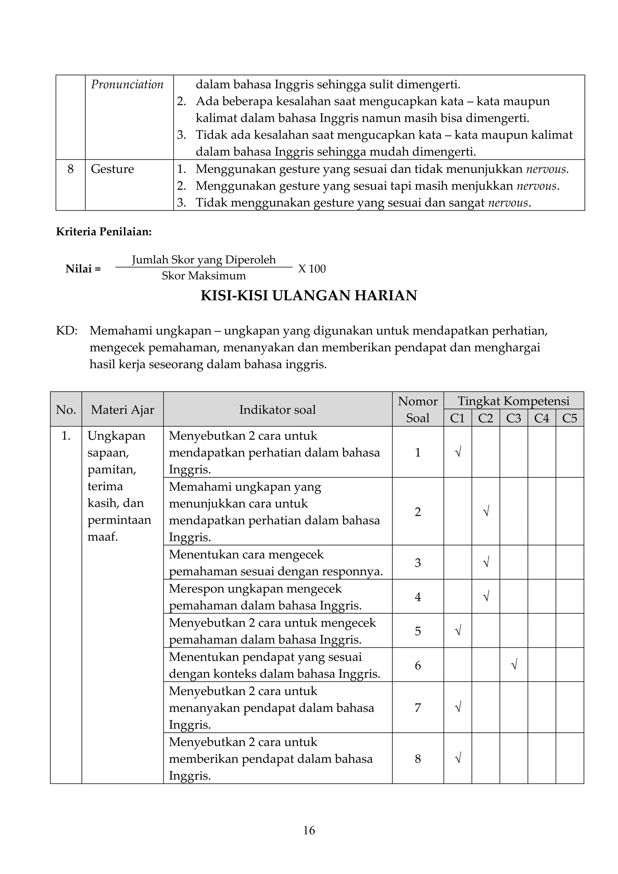 RPP bahasa Inggris kelas 8 semester 1 kurikulum 2013 (bab 1) | PDF