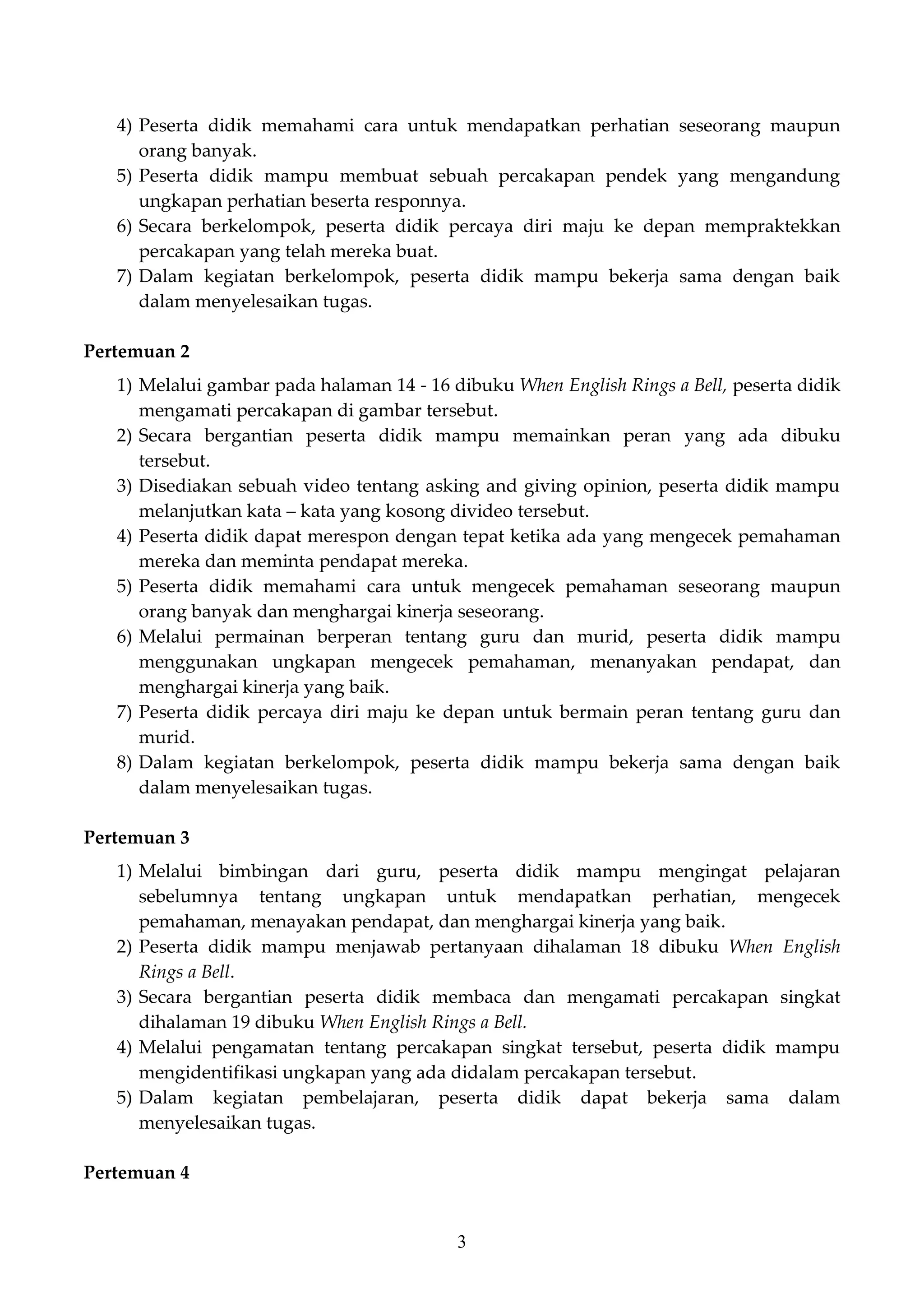 RPP bahasa Inggris kelas 8 semester 1 kurikulum 2013 (bab 1) | PDF