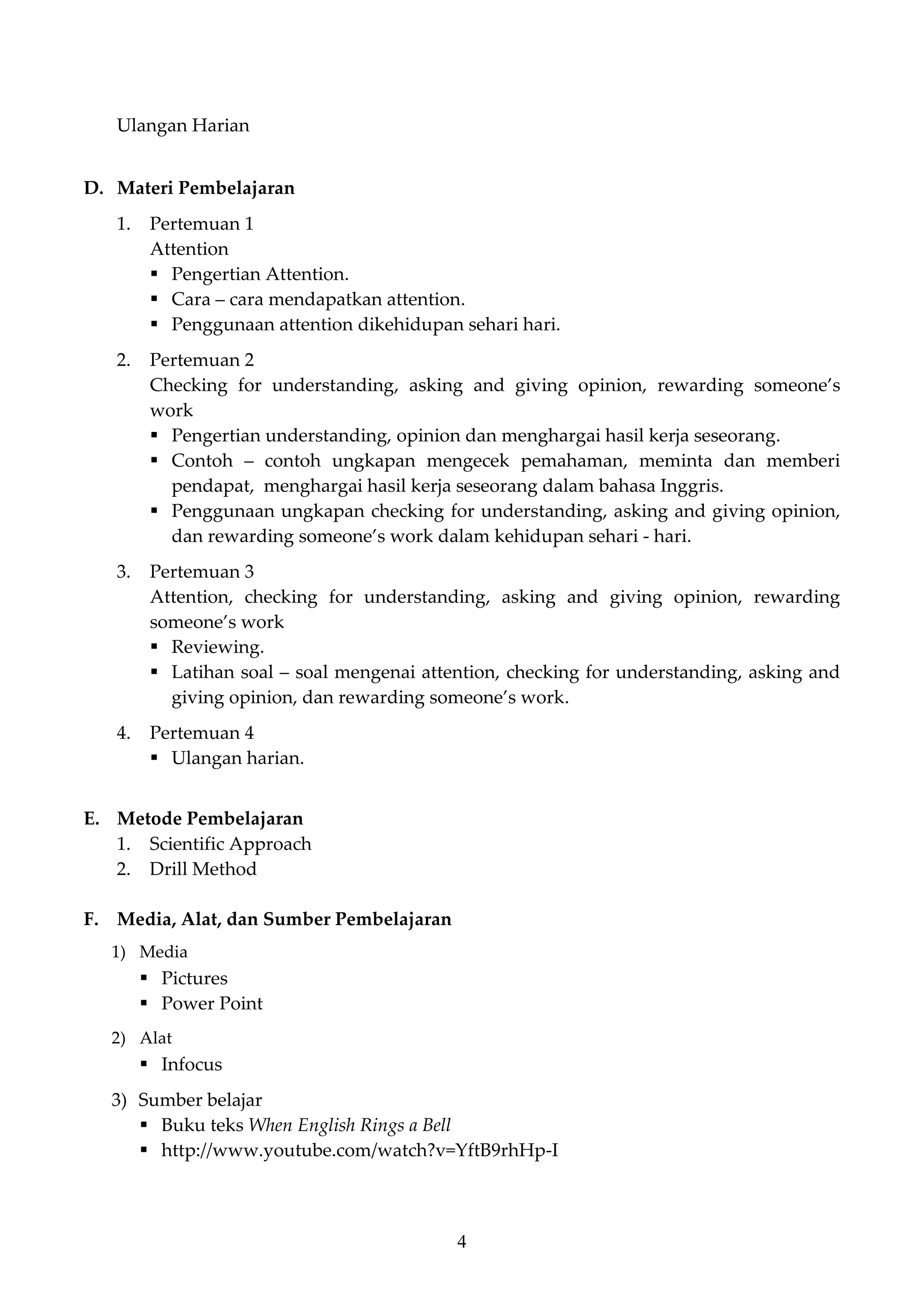 RPP bahasa Inggris kelas 8 semester 1 kurikulum 2013 (bab 1) | DOCX