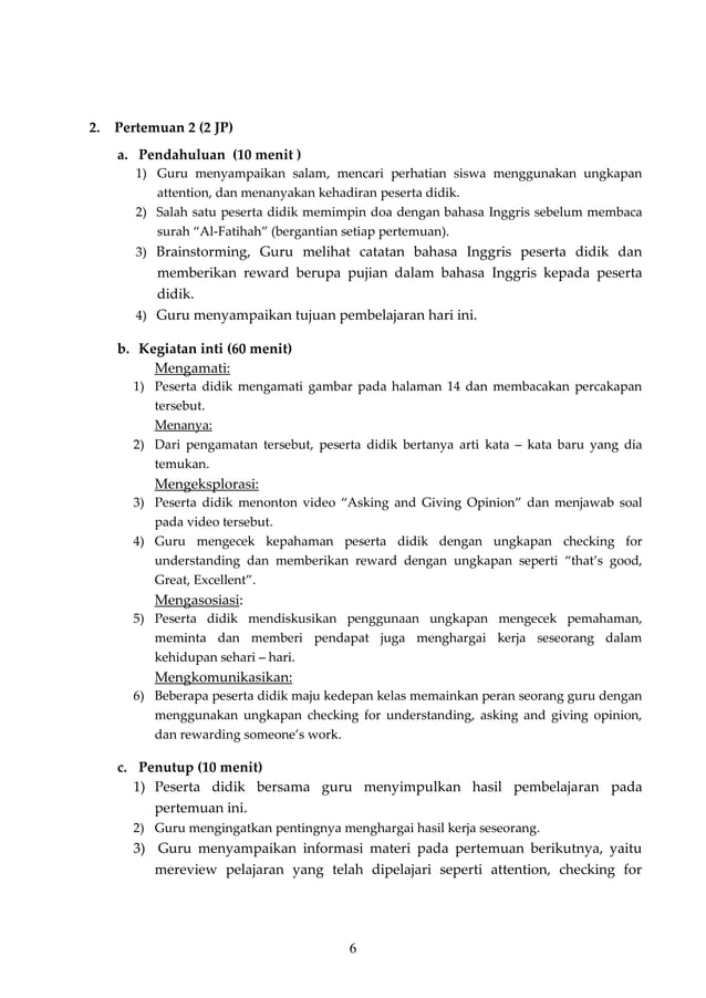 RPP bahasa Inggris kelas 8 semester 1 kurikulum 2013 (bab 1) | DOCX