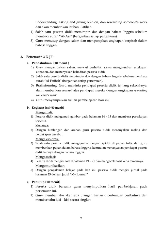 RPP bahasa Inggris kelas 8 semester 1 kurikulum 2013 (bab 1) | DOCX