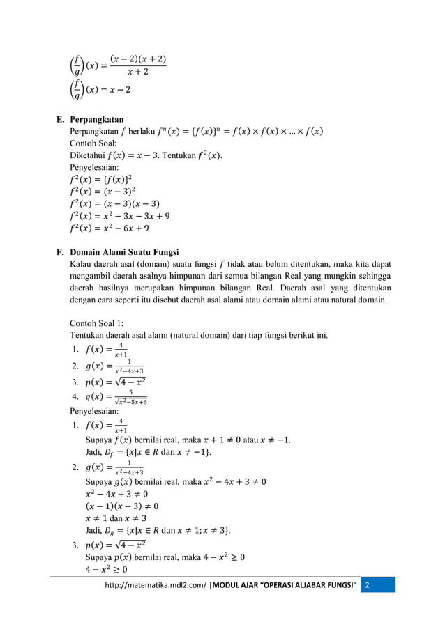 2. operasi aljabar fungsi | PDF