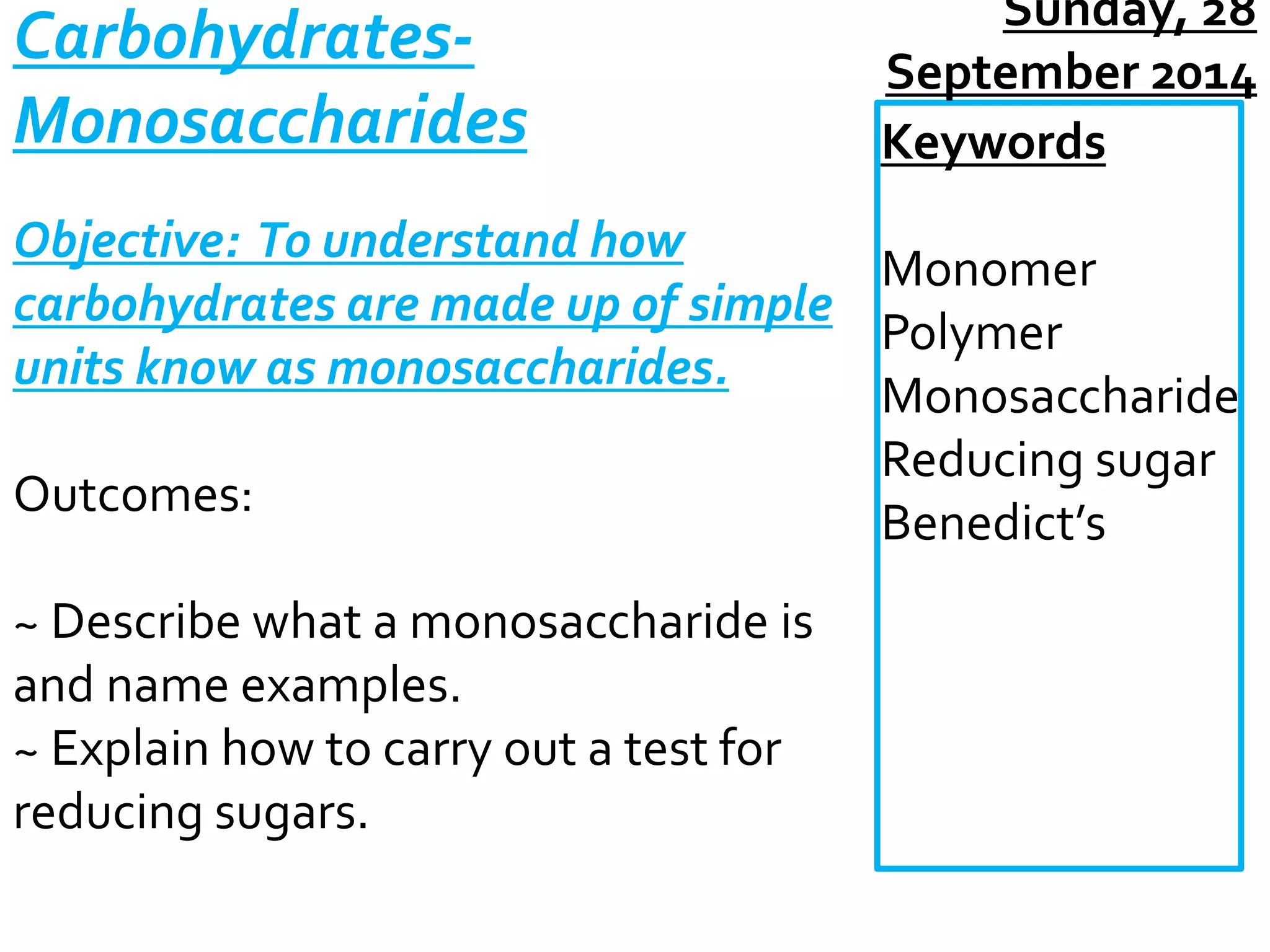 AS-U1-2.2 carbohydrates-monosaccharides | PPTX