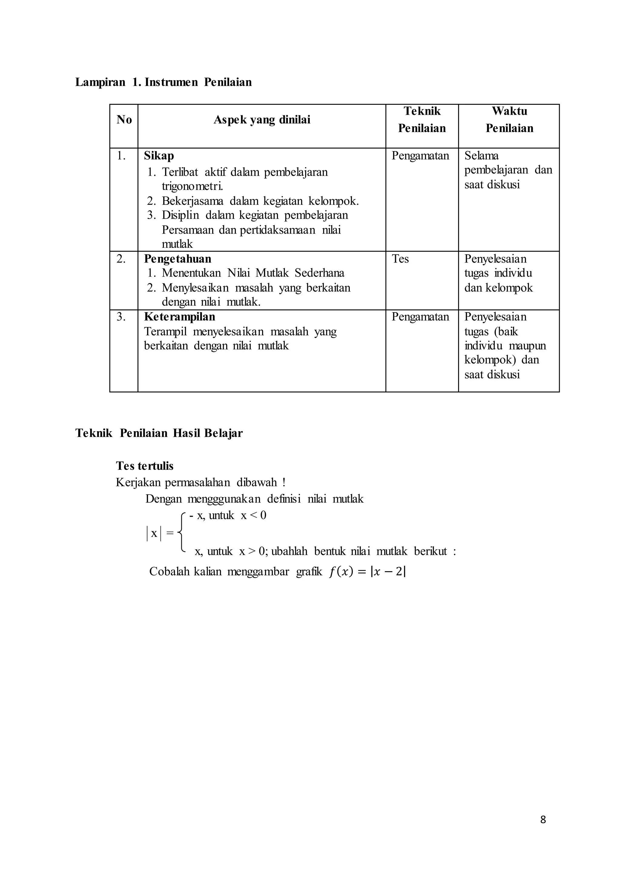 persamaan dan pertidaksamaan nilai mutlak | PDF
