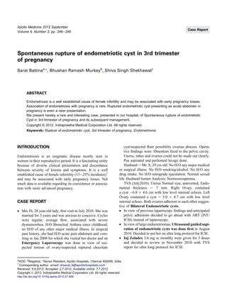 Spontaneous rupture of endometriotic cyst in 3rd trimester of pregnancy ...