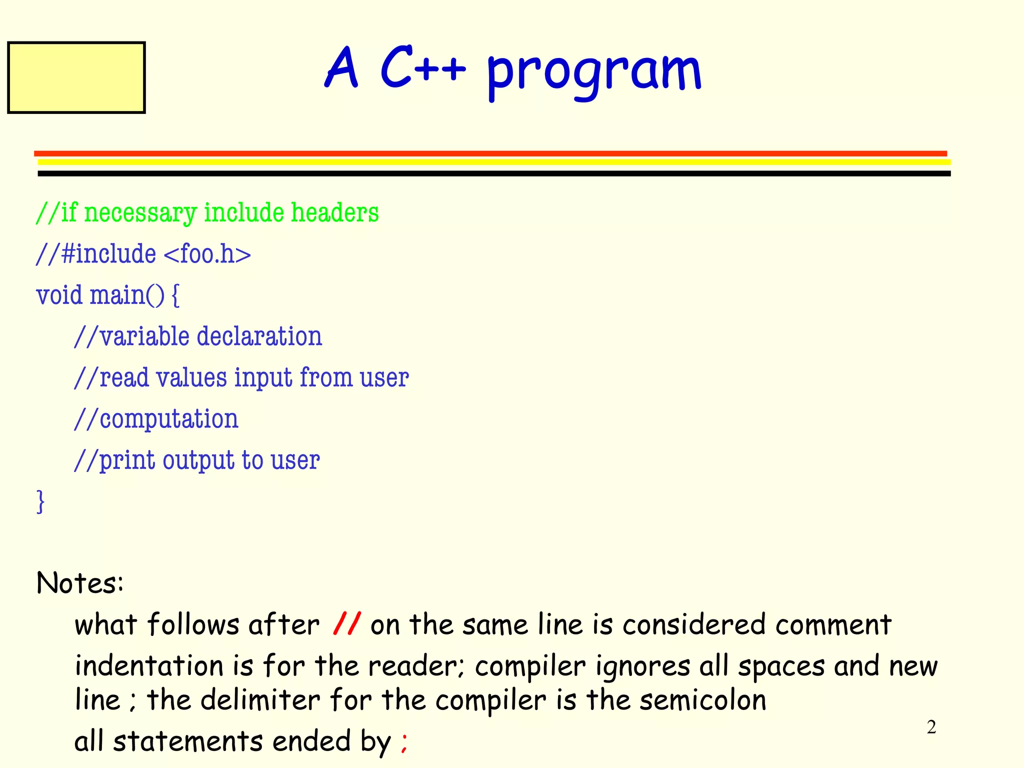 2.overview of c++ ________lecture2 | PPT | Programming Languages | Computing