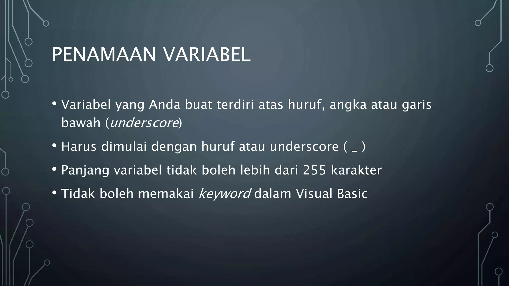Variabel, Tipe Data dan Operator - Pemrograman I | PPTX