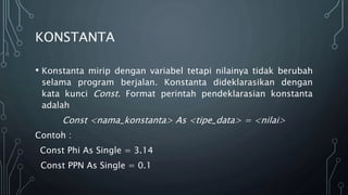 Variabel, Tipe Data dan Operator - Pemrograman I | PPTX