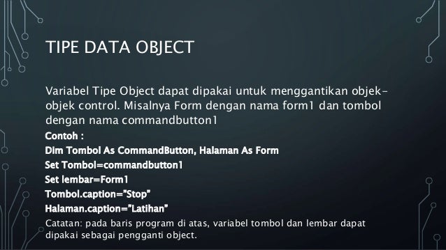 Pengertian variabel, tipe data operator