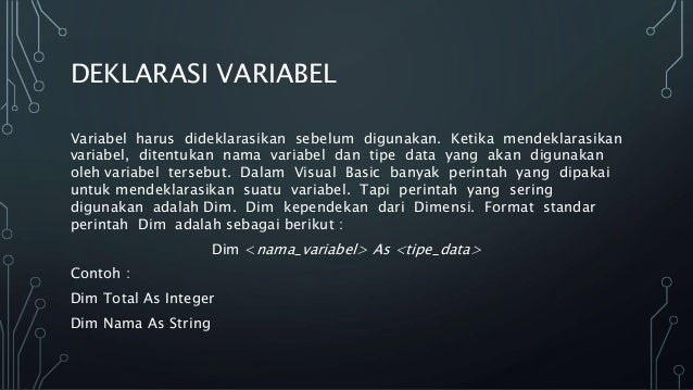 Pengertian variabel, tipe data operator