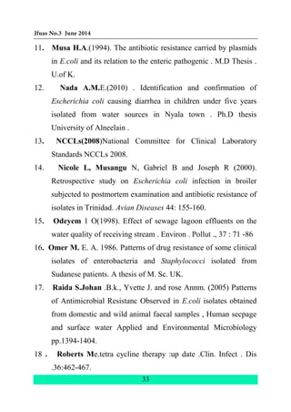 Antimicrobial susceptibility of isolated E.coli from different water ...