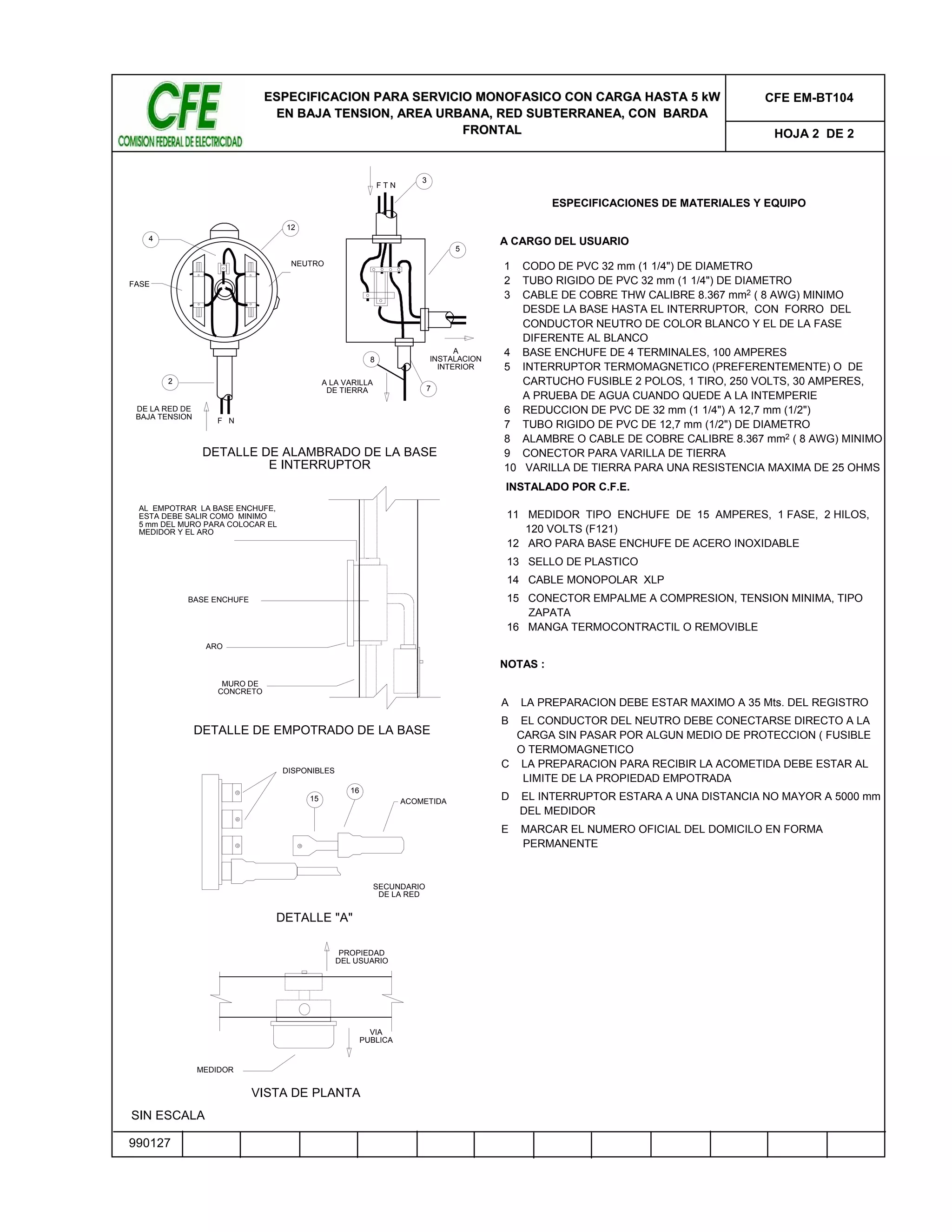 sistema monofasico subterraneo cfe | PDF