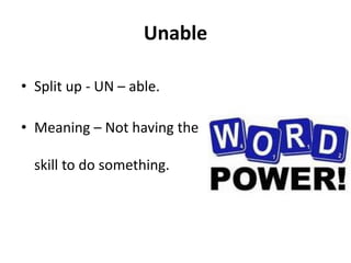 UN - not (Etymology - Root words in english language - Manu Melwin Joy ...