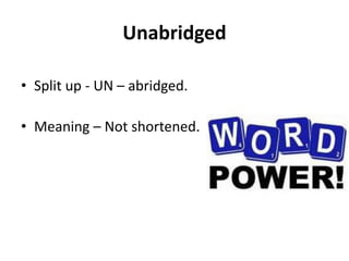 UN - not (Etymology - Root words in english language - Manu Melwin Joy ...