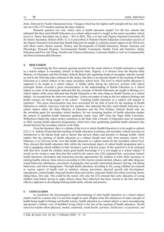 The teaching of health education as a secondary school subject in ...