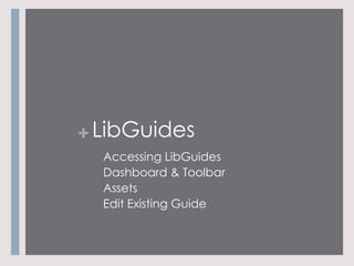 LibGuides 2.0 Checklist Tips | PPT