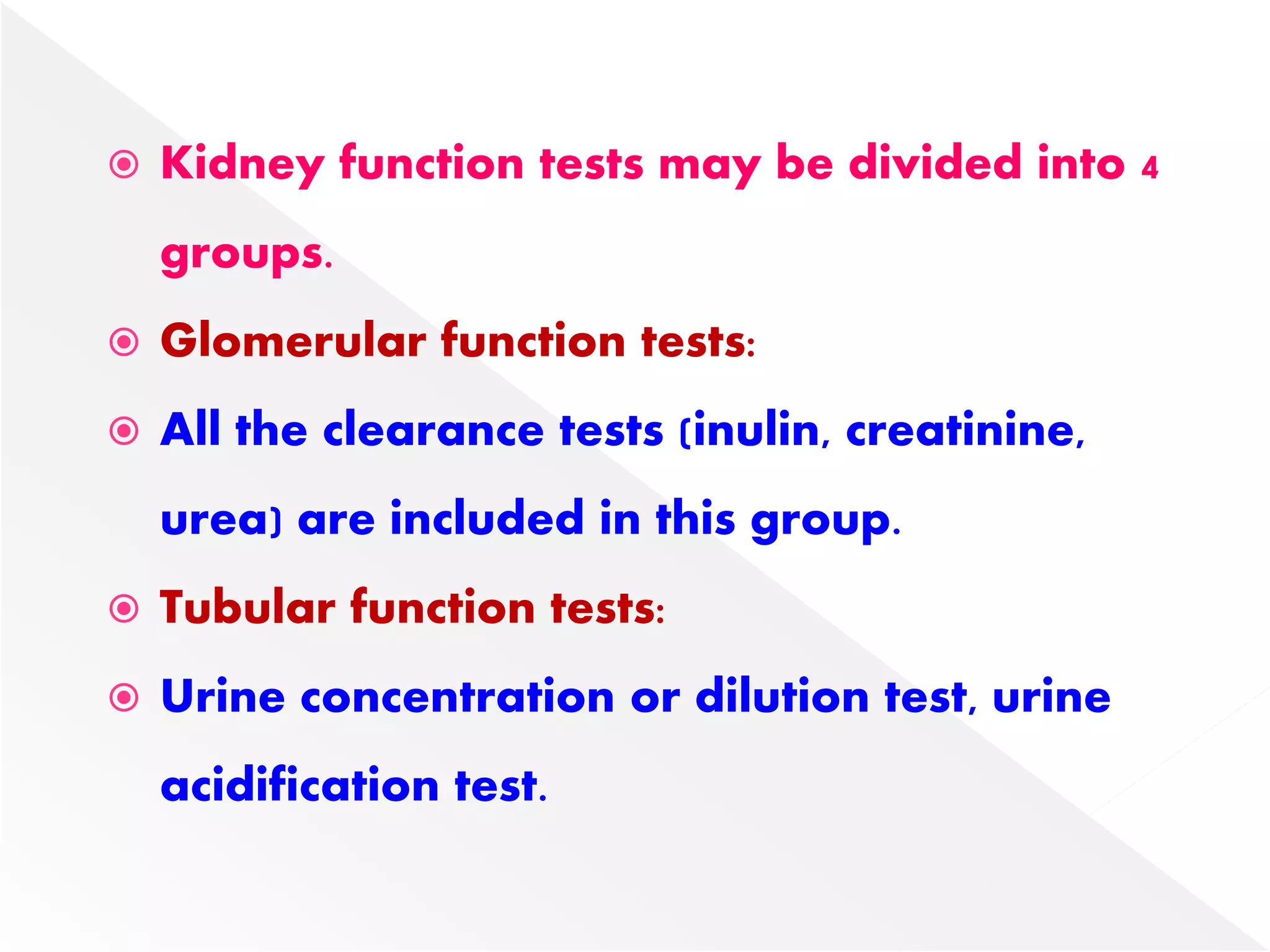 RENAL FUNCTION TESTS (RFT) | PPTX