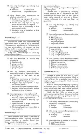 Pagsasanay sa pagbasa grade 2 achievement test - ndebit