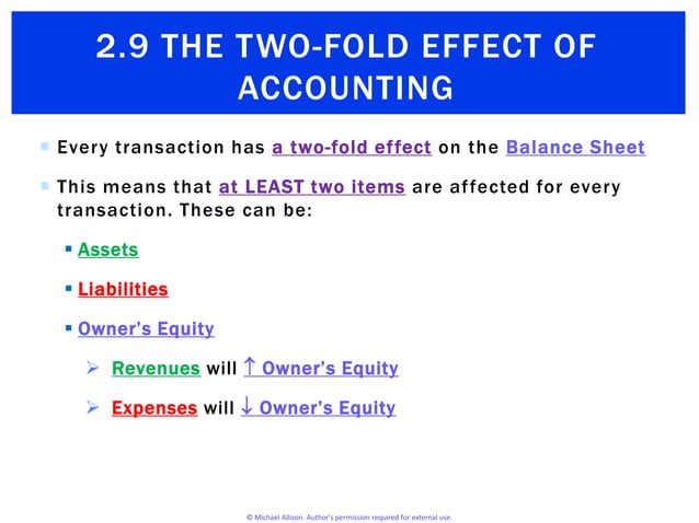 2.9 The Two-Fold Effect of Accounting | PPT